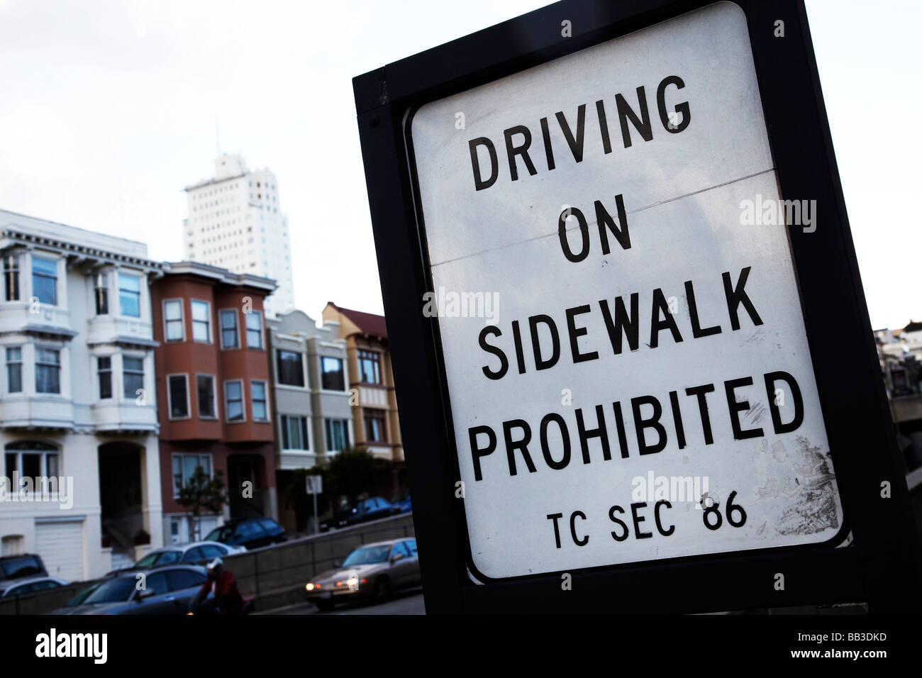 driving on sidewalk prohibited road sign Stock Photo - Alamy