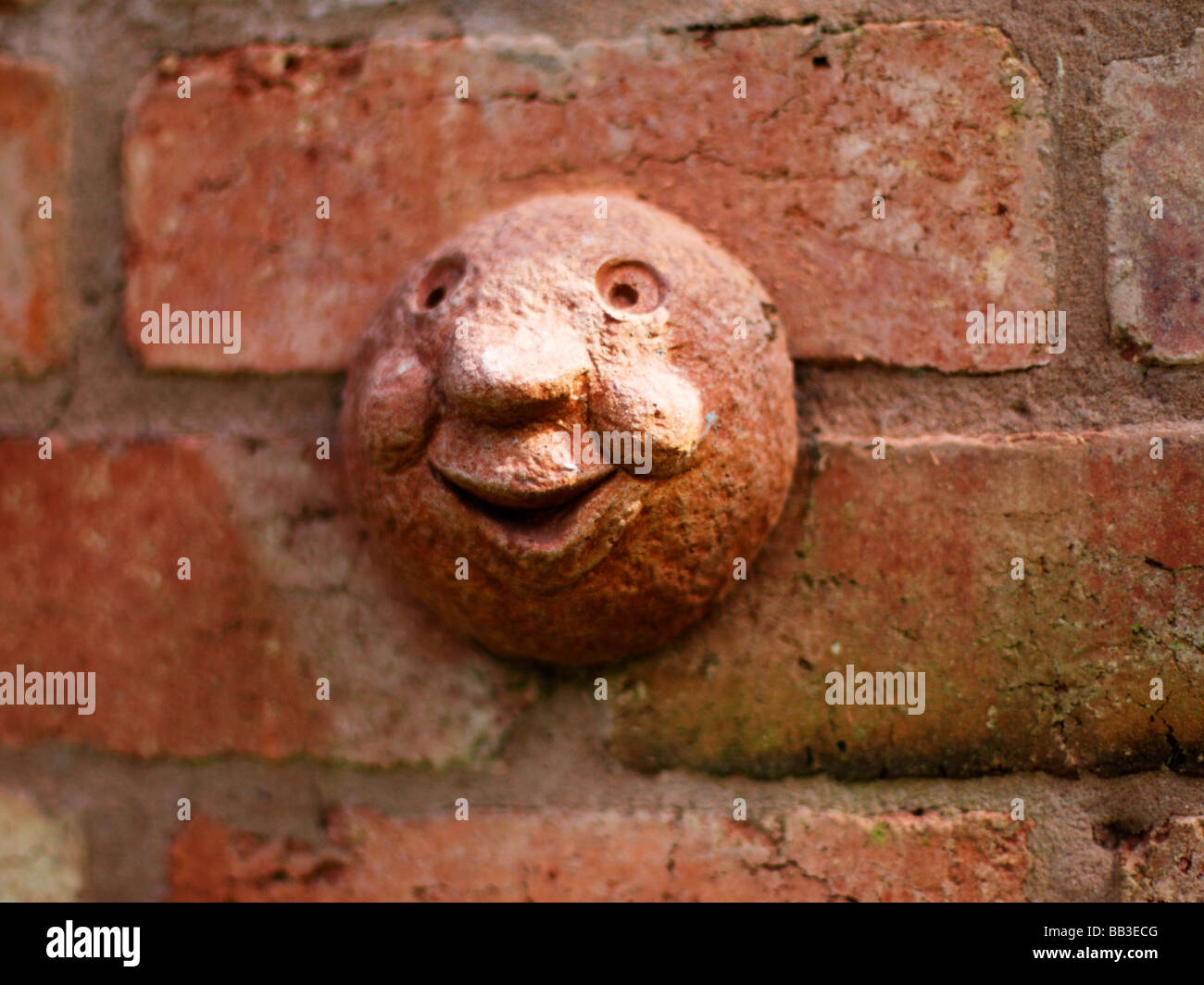 brick face on wall of house smile smiling Stock Photo - Alamy