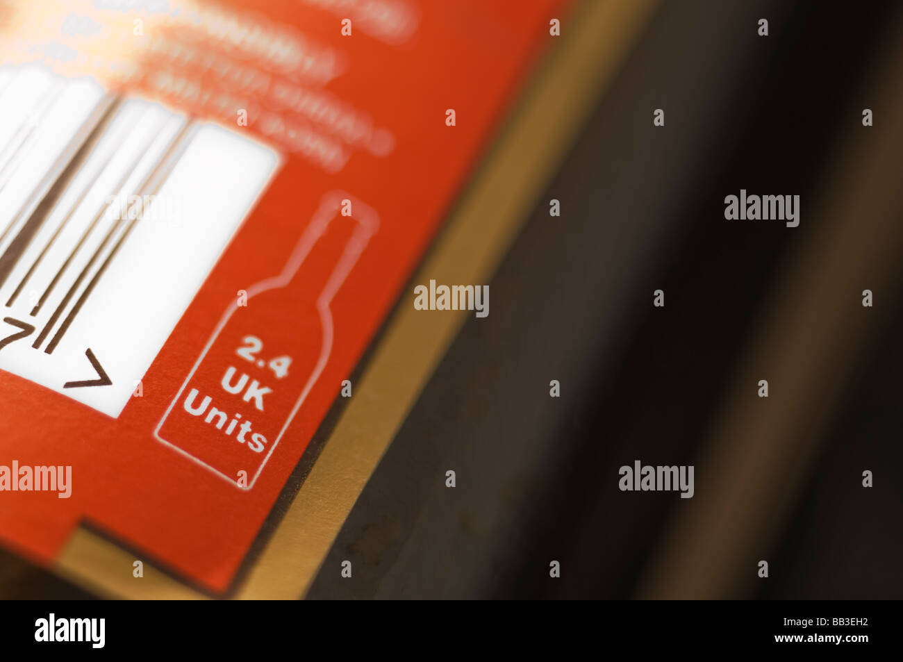 Beer bottle back label with alcohol UK units symbol Stock Photo - Alamy