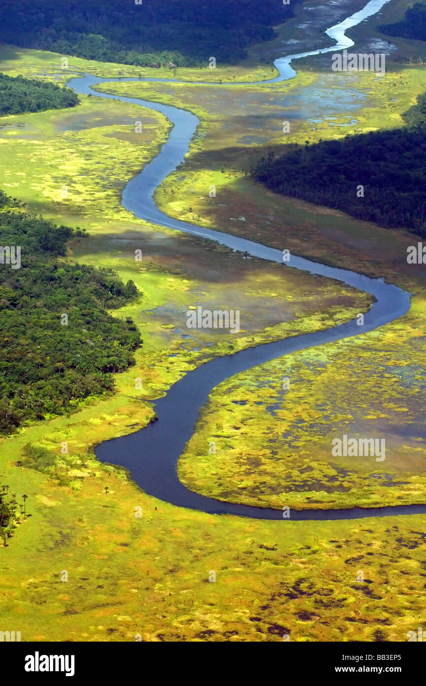 GUYANA, Kaieteur National Park. The Potaro River meanders through ...