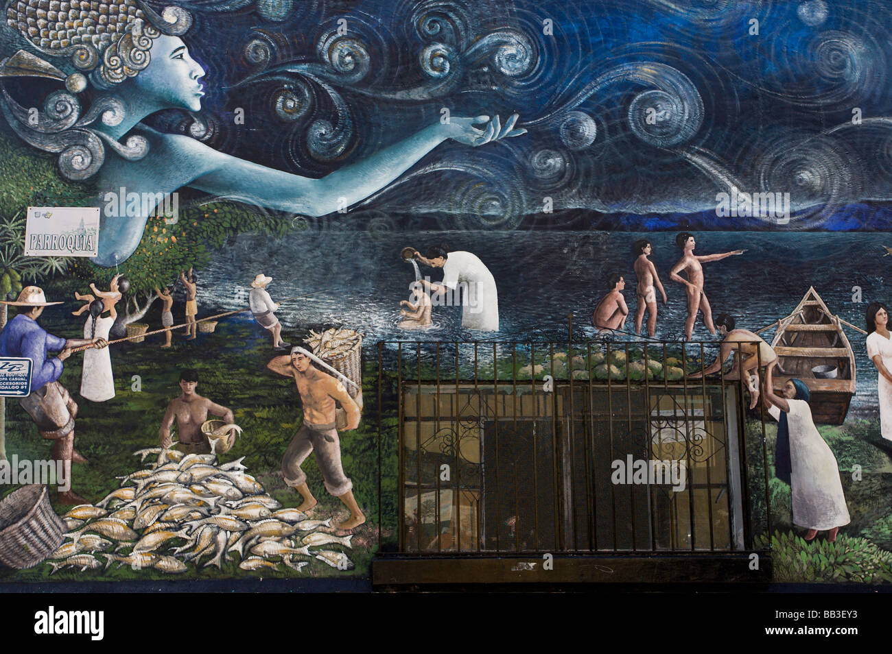 Mexico, Ajijic. Painted mural on side of building Stock Photo - Alamy
