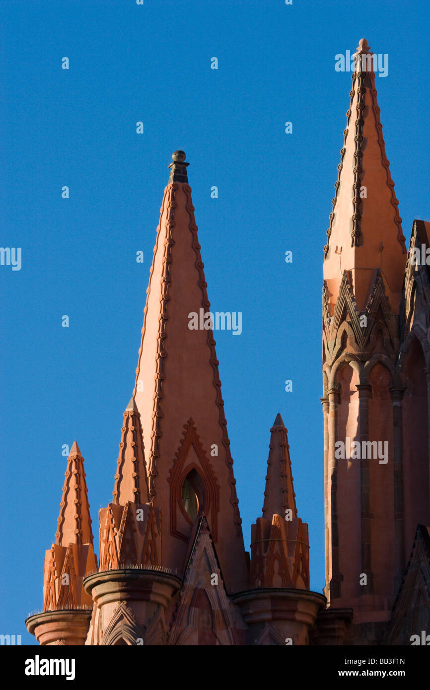 Mexico, San Miguel de Allende. Daytime detail of La Parroquia church ...