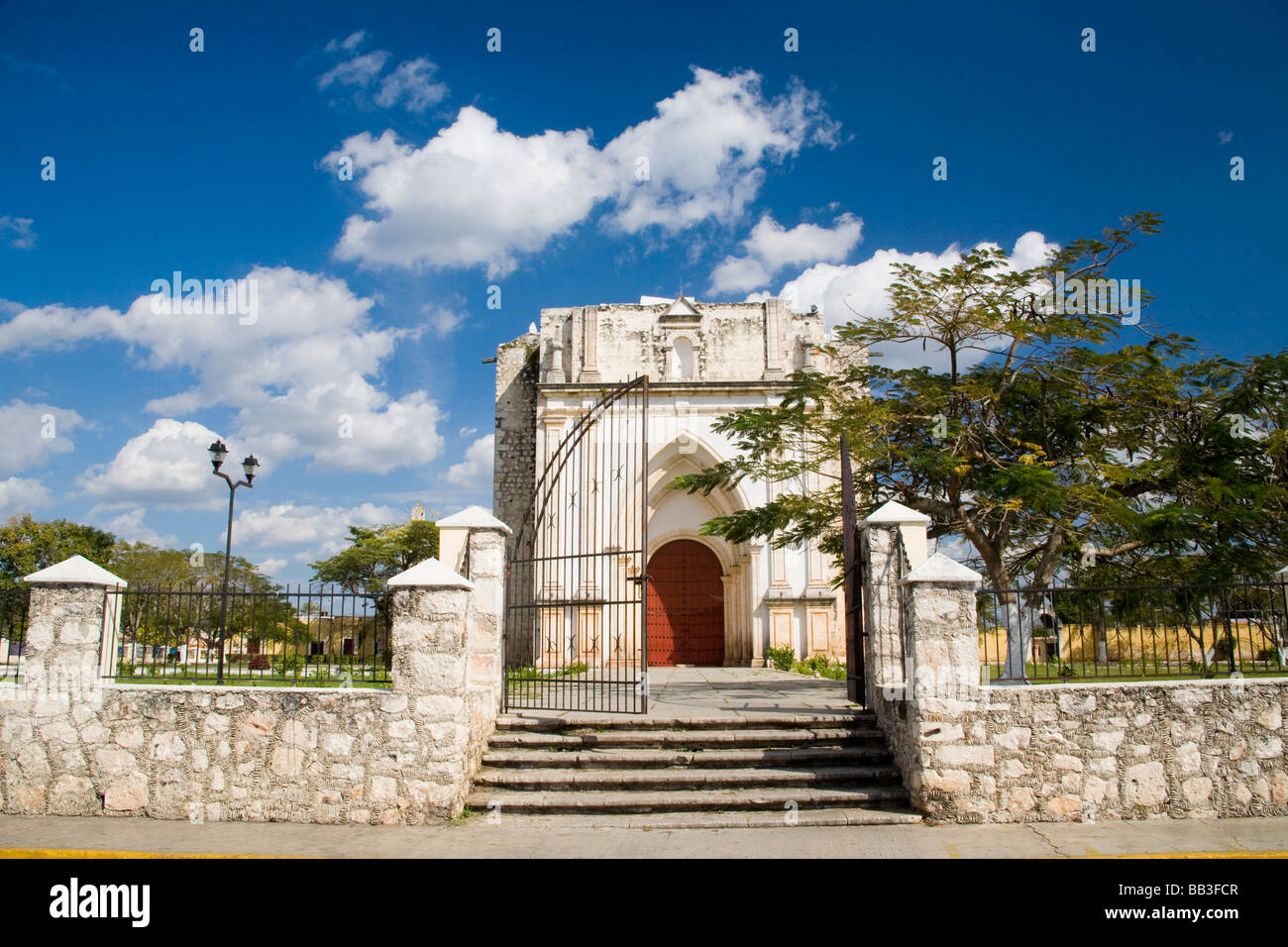 North America, Mexico, Yucatan. Church on the main roadway leading from ...