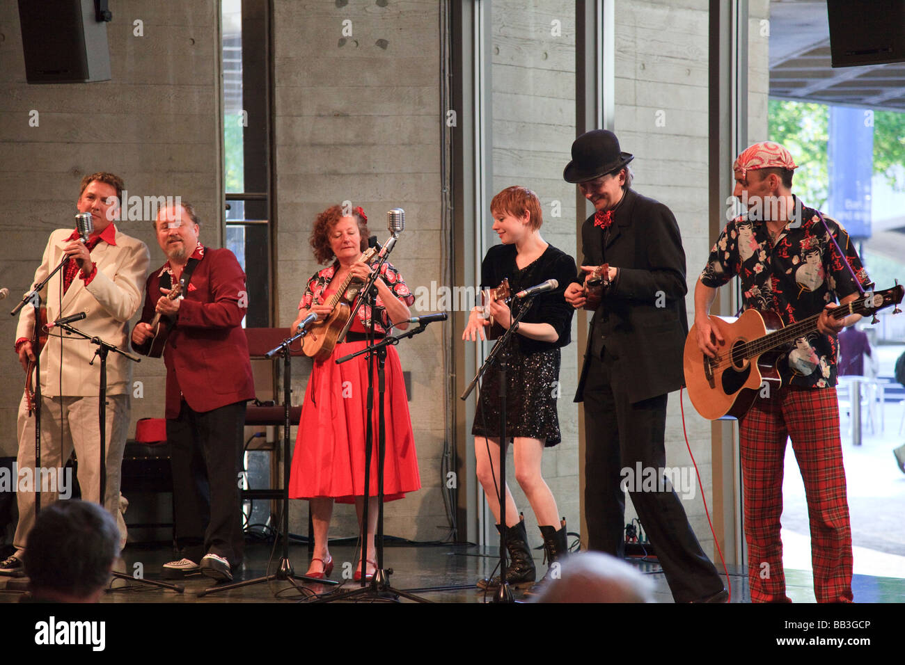 The Bohemia Ukulele Band performing a Friday afternoon concert to a ...