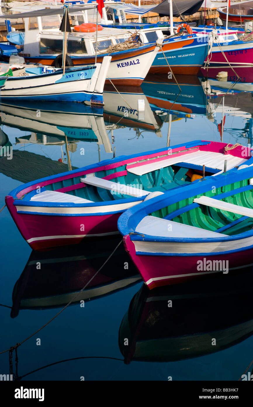 Middle East Turkey Antalya along the Mediterranean Sea colorful boats ...