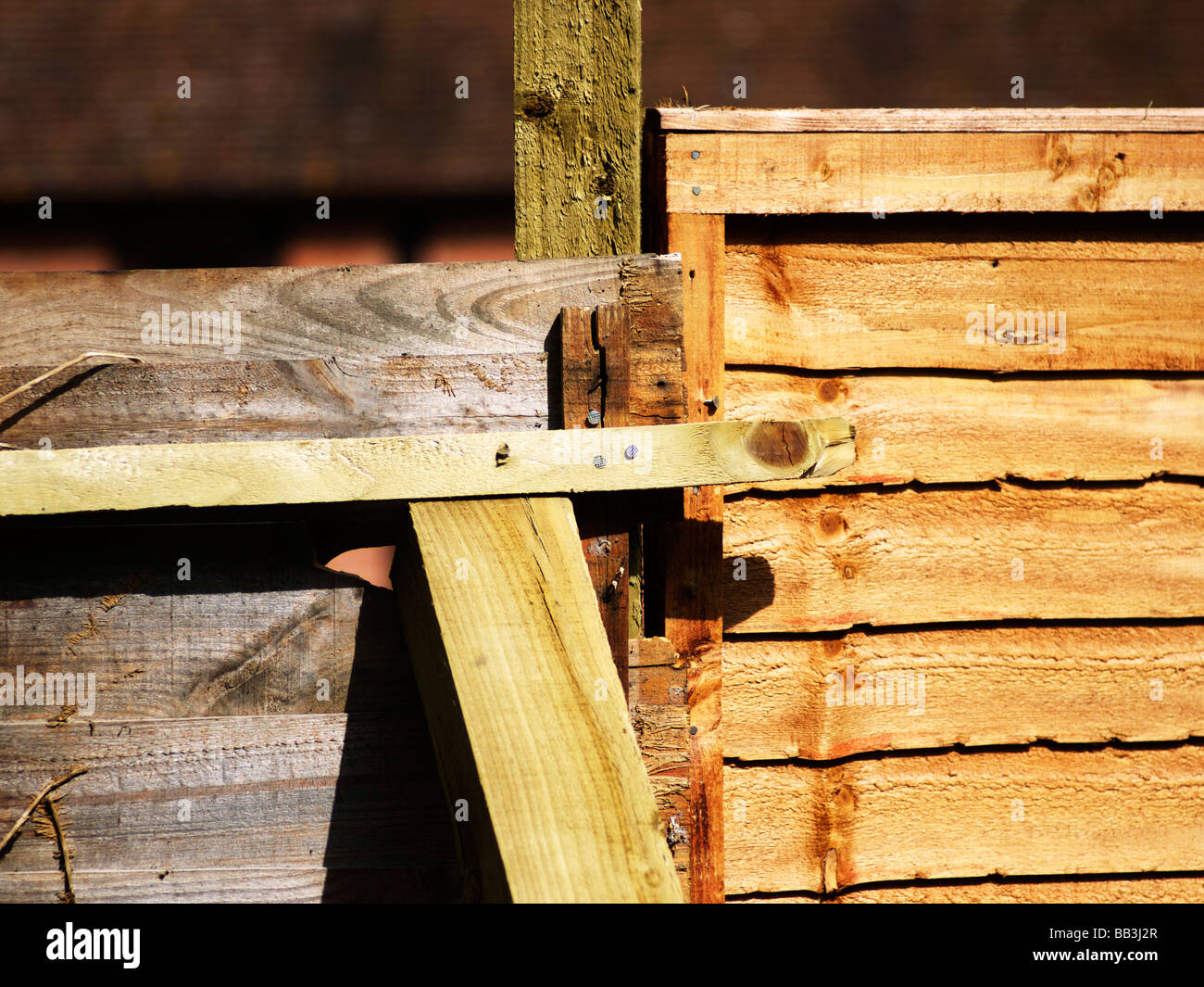 wood joint on fence Stock Photo - Alamy