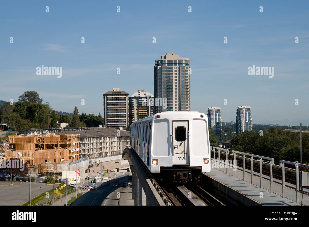 Trans Link light rail commuter train in Burnaby, suburb of Vancouver ...
