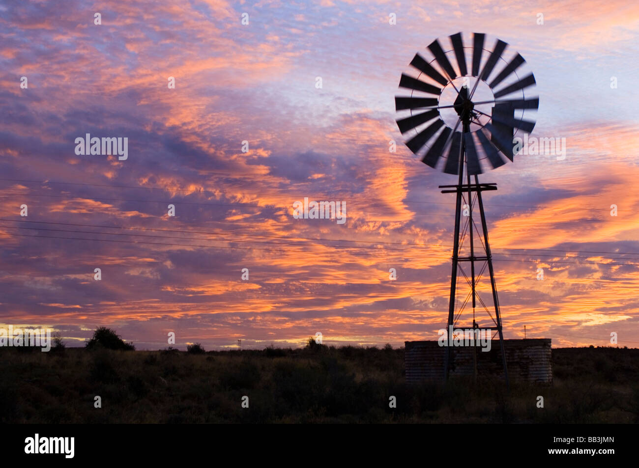 Windmill at Sunset in the Karoo National Park. Western Cape, South ...