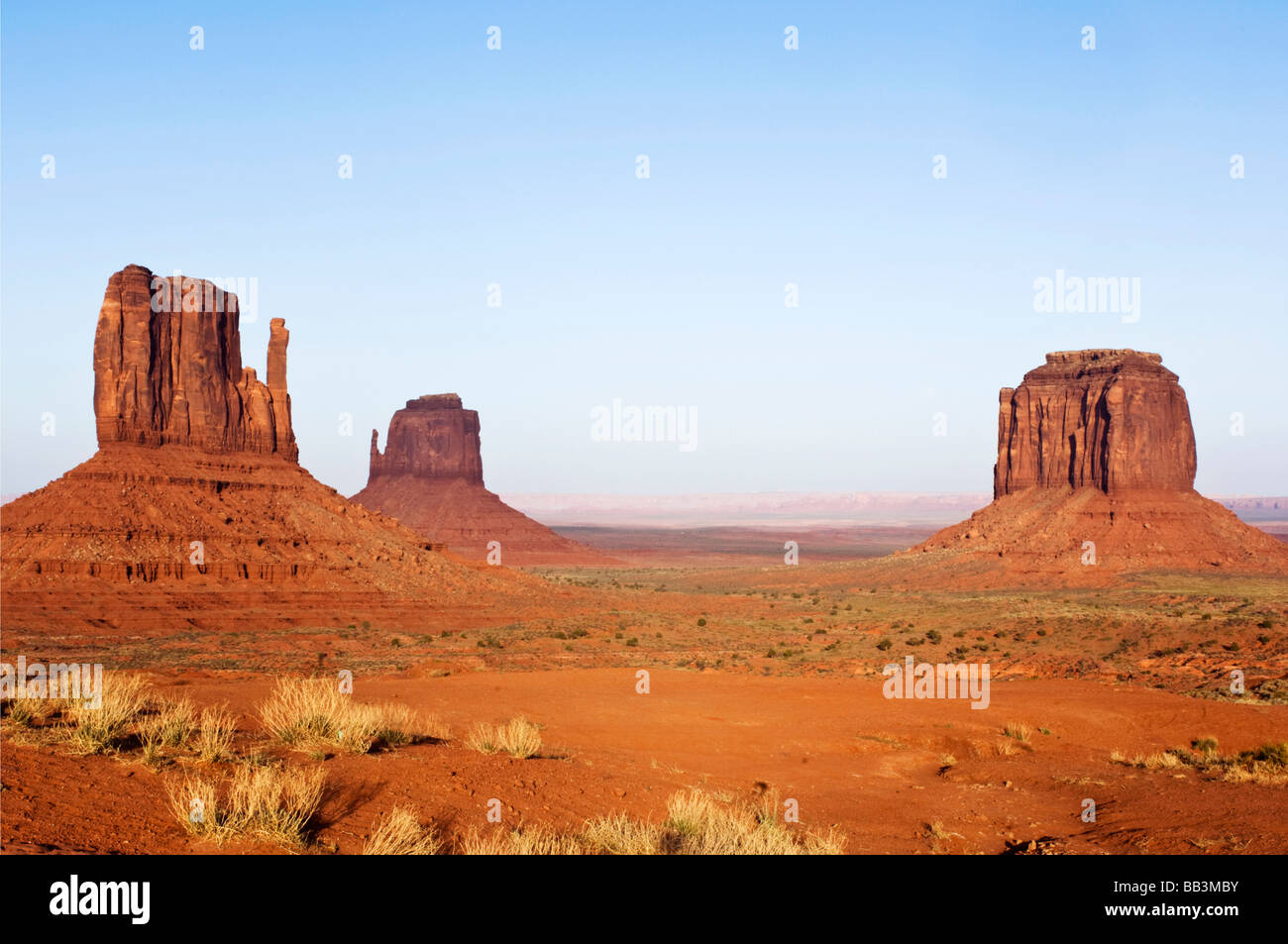 USA, AZ, Navajo Reservation, Merrick Butte and the Mittens in Monument ...