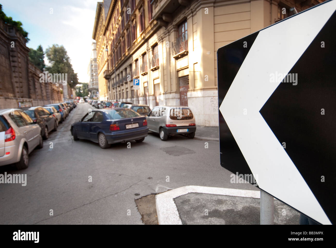 Chevron road sign hi-res stock photography and images - Alamy