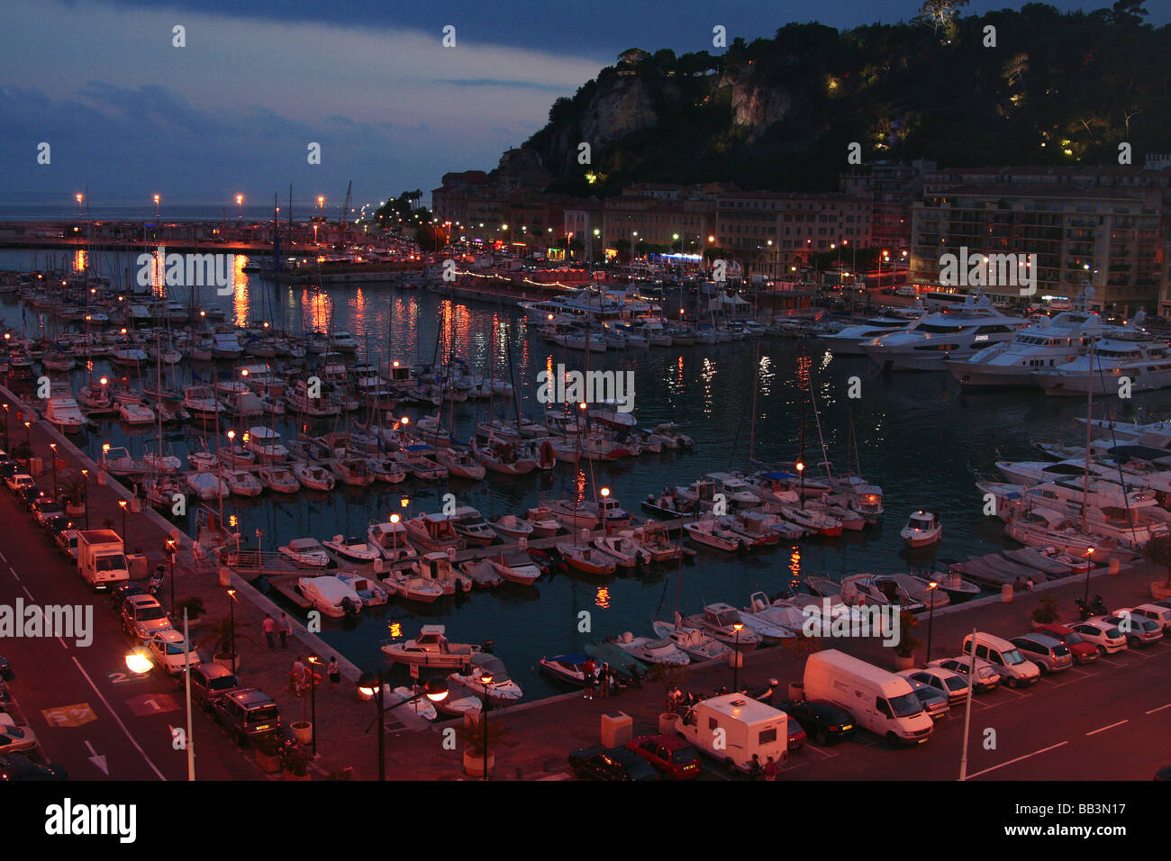Nice Port at night Stock Photo - Alamy