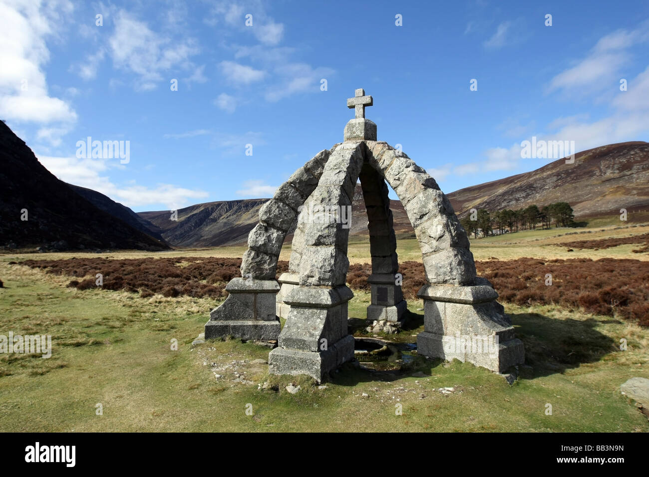 Granite structure over the Queen's Well at the foot of Mount Keen in ...