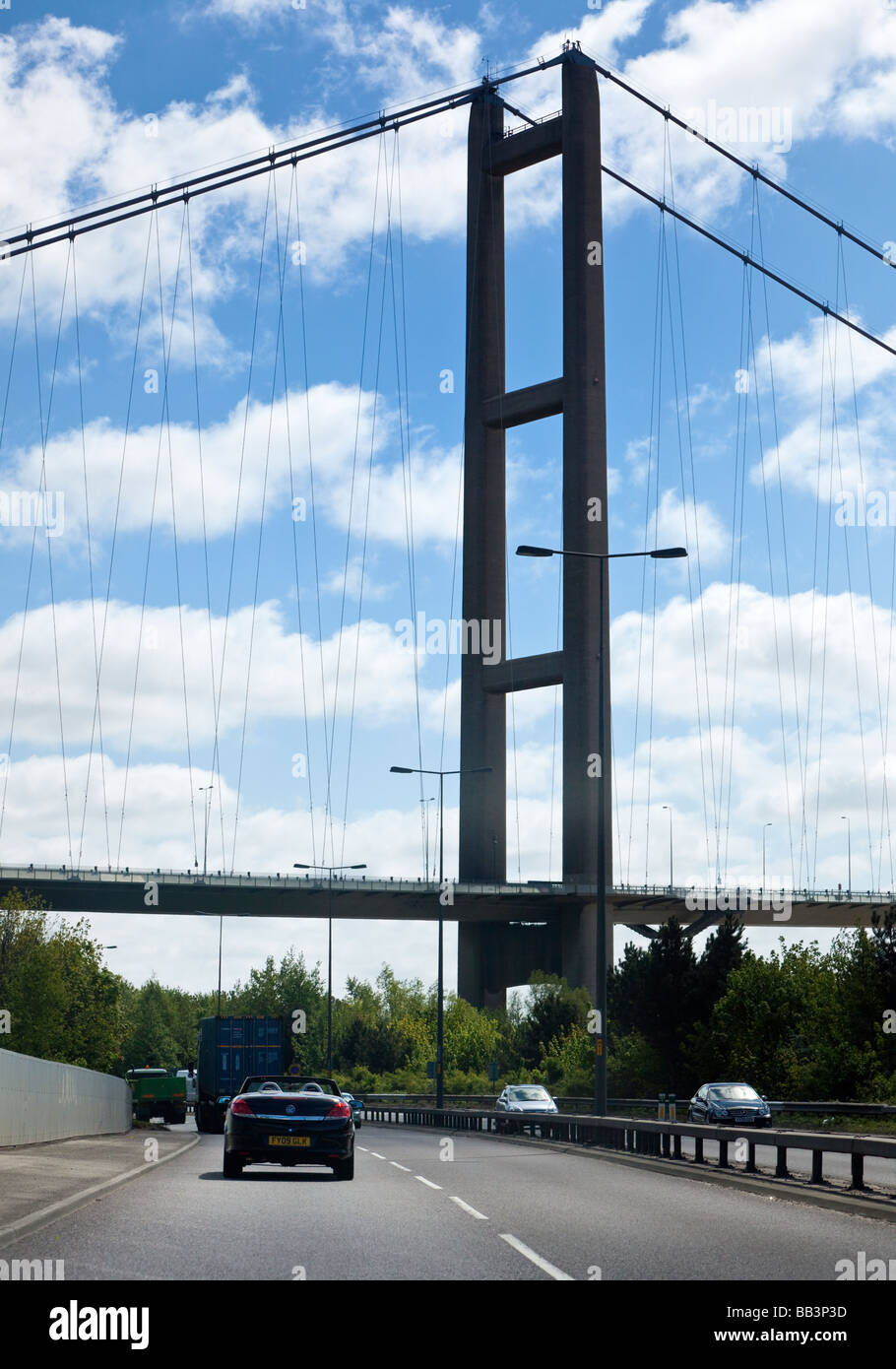 Driving on the A63 route east towards Hull England UK with the north ...