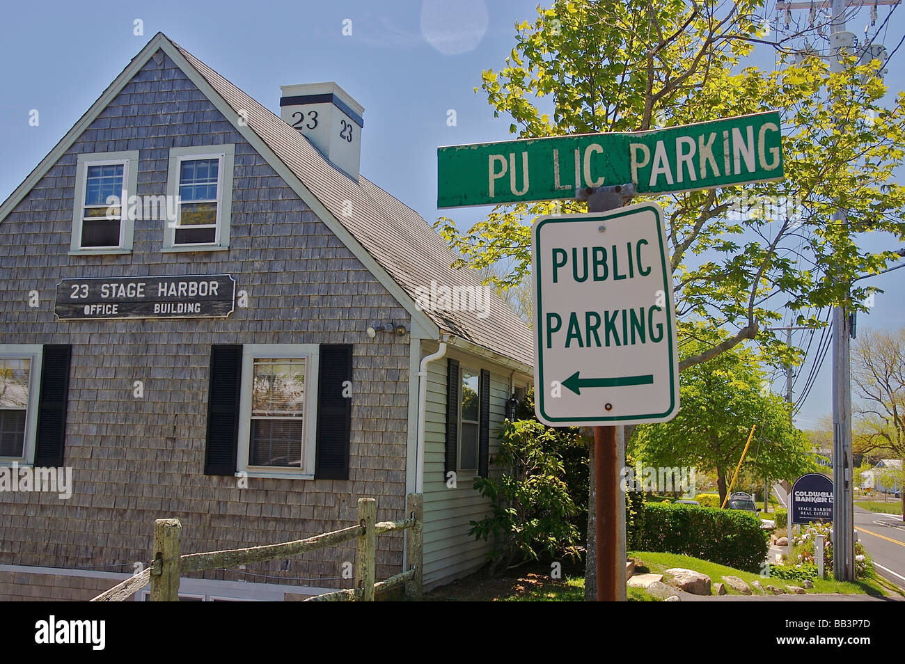 North America, USA, Massachusetts, Chatham. Parking signs and a ...