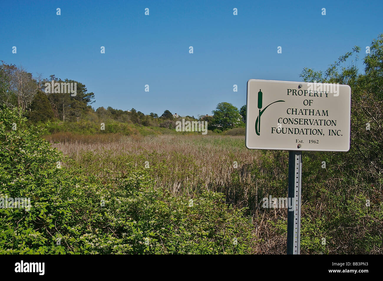 North America, USA, Massachusetts, Chatham. Sign noting conservation ...