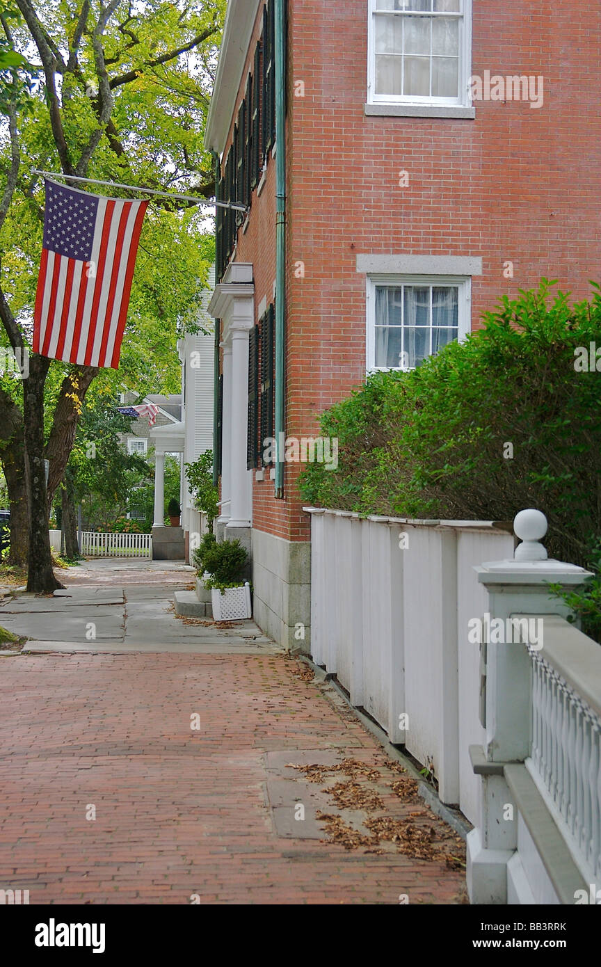 North America, USA, Massachusetts, Nantucket. A view down a Nantucket ...