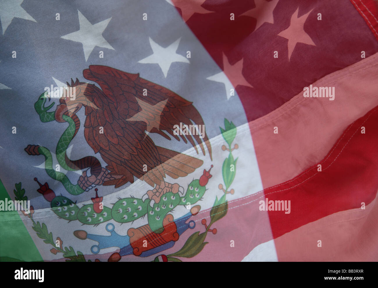 USA flag layered with the flag of Mexico Stock Photo - Alamy