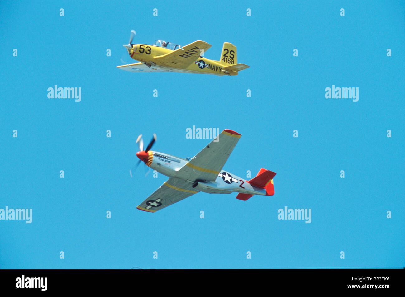 North American P-51C Tuskegee Airmen Red Tail and T-34C Turbo Mentor ...