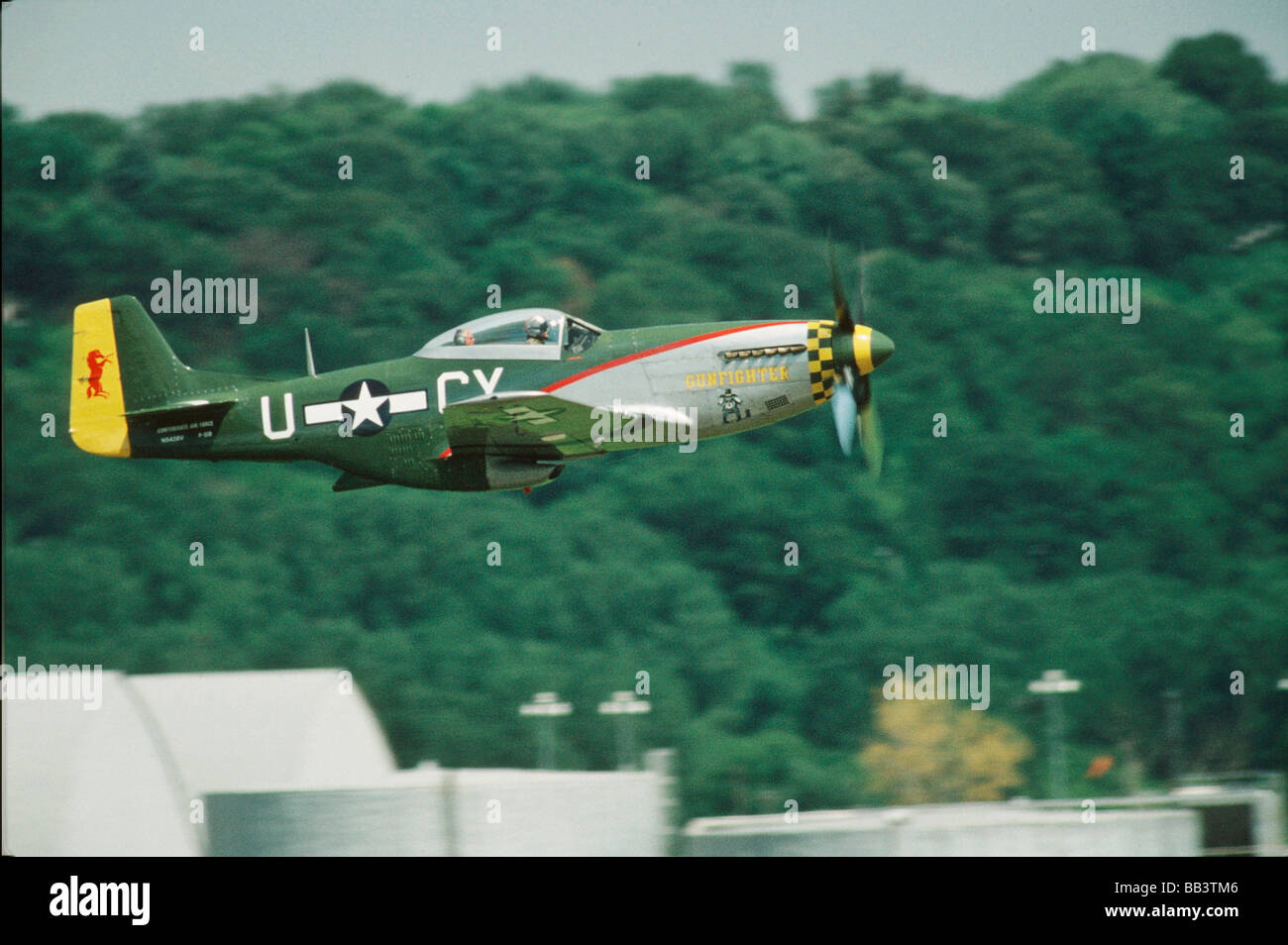 North American P-51 D Mustang, Gunfighter flying above Holman Field, St ...