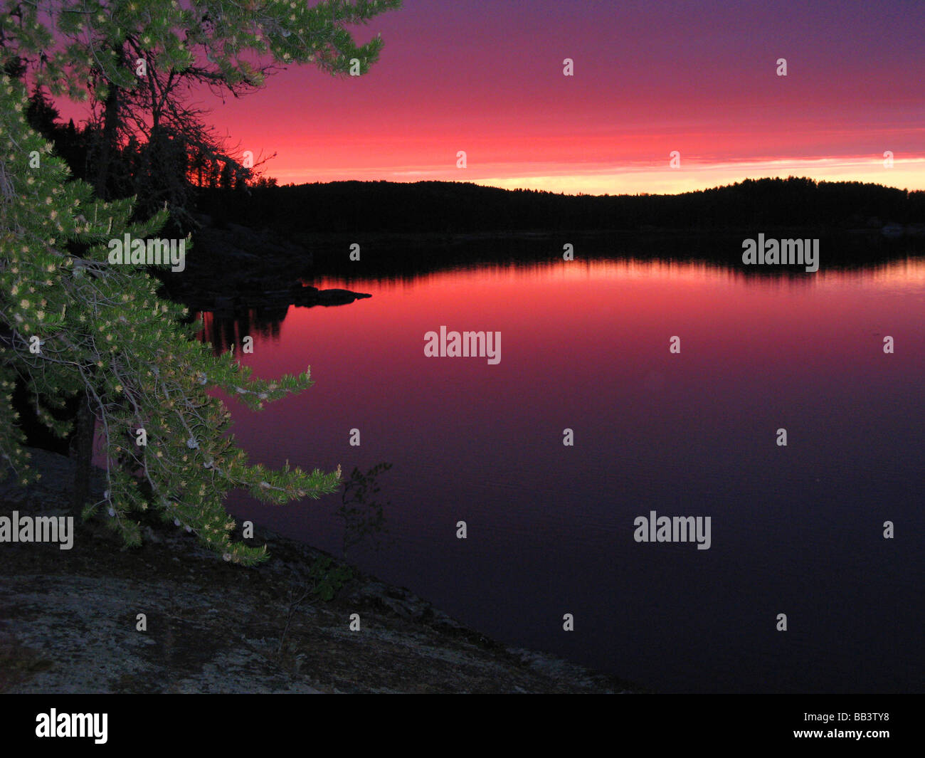 Canoe country scene, at sunset Stock Photo - Alamy