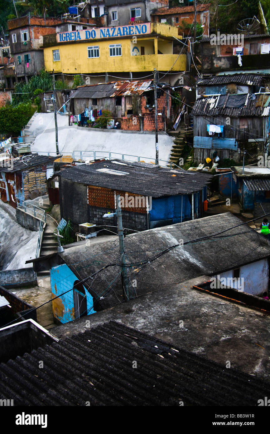 Shacks in Dona Santa Marta favela shantytown in Rio de Janeiro, Brazil ...