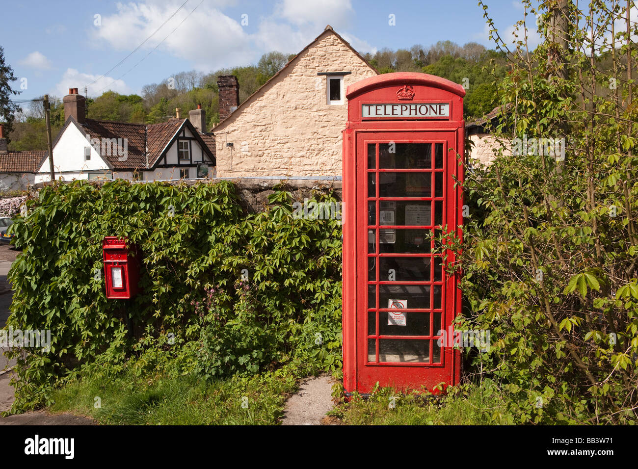 UK Gloucestershire Forest of Dean Wye Valley Brockweir village red ...