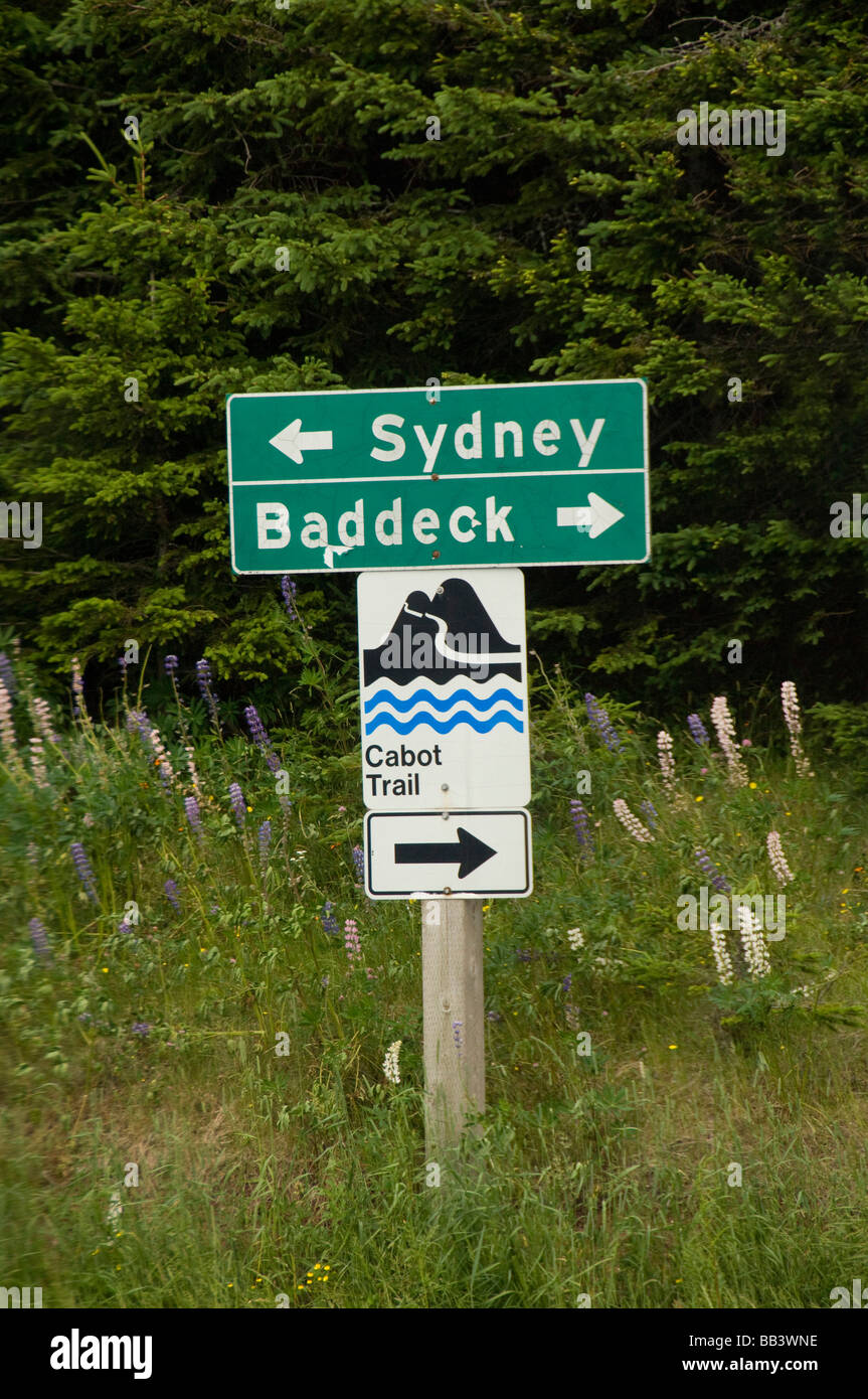 Canada, Nova Scotia, Cape Breton Island, Cabot Trail. Road sign Stock ...