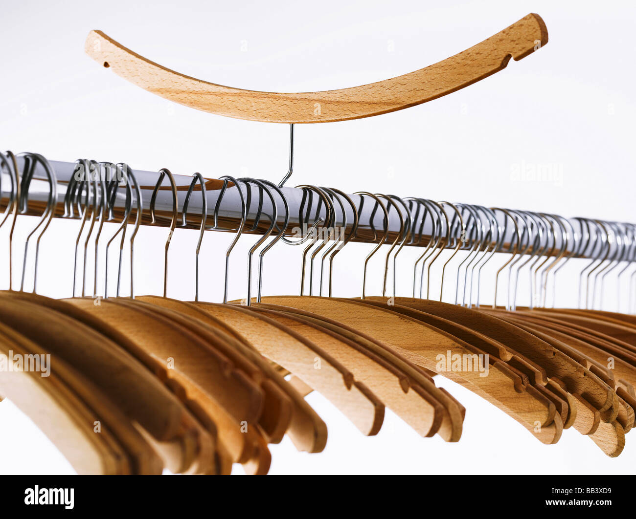 Hangers on clothes rack, close-up Stock Photo - Alamy