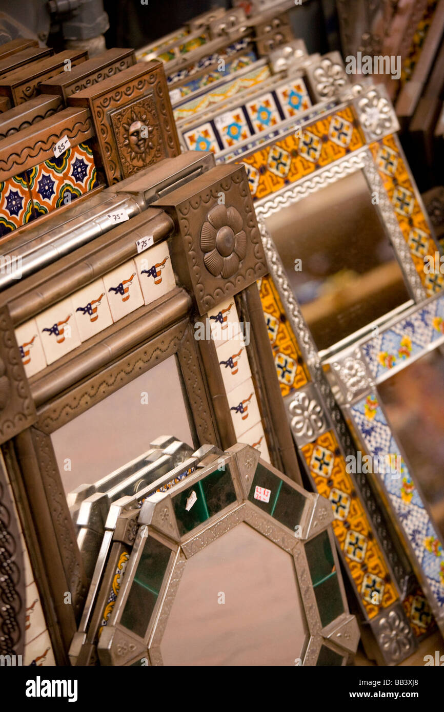 NA, USA, New Mexico, Santa Fe, Plaza, Decorative Metal Mirrors on ...