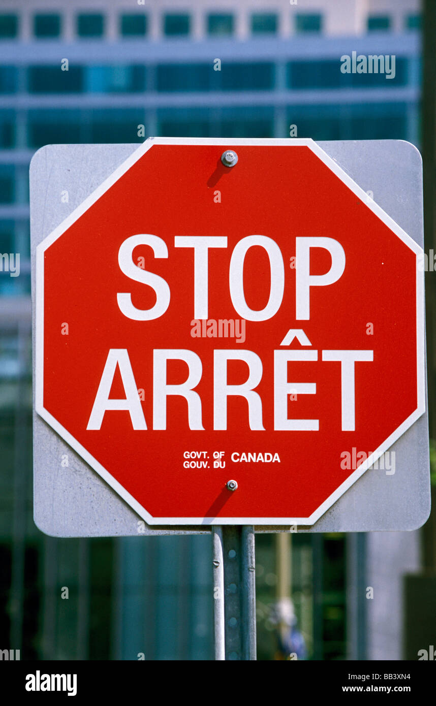 Bilingual stop sign and street sign hi-res stock photography and images ...