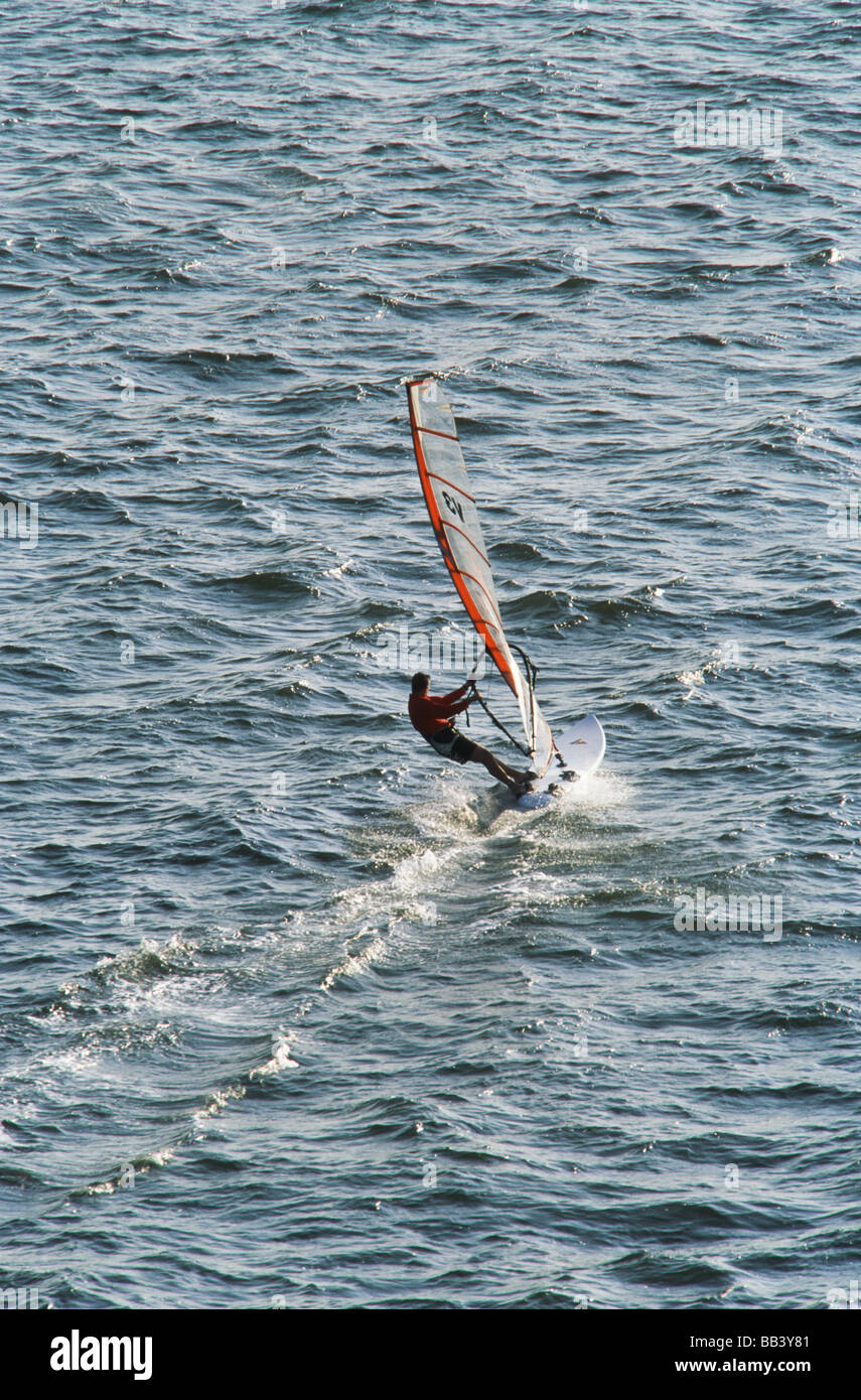 Windsurfing, Florida, overhead aerial view of windsurfer Stock Photo ...
