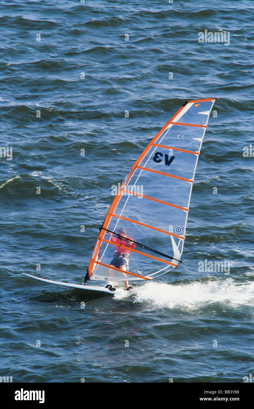 Windsurfing, Florida, overhead aerial view of windsurfer Stock Photo ...