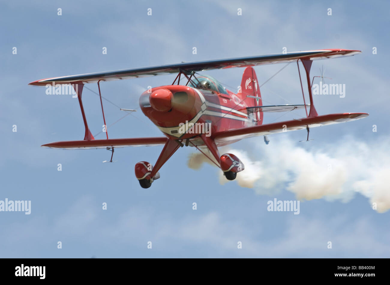 Oracle Challenger II Stunt Biplane trailing with smoke in the air. (Not ...