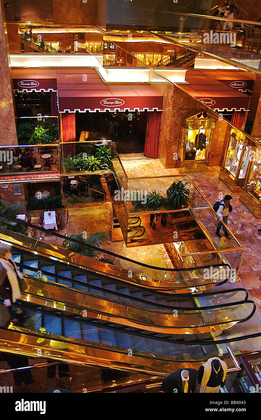 North America, USA, New York, New York City, Manhattan. Red marble and ...