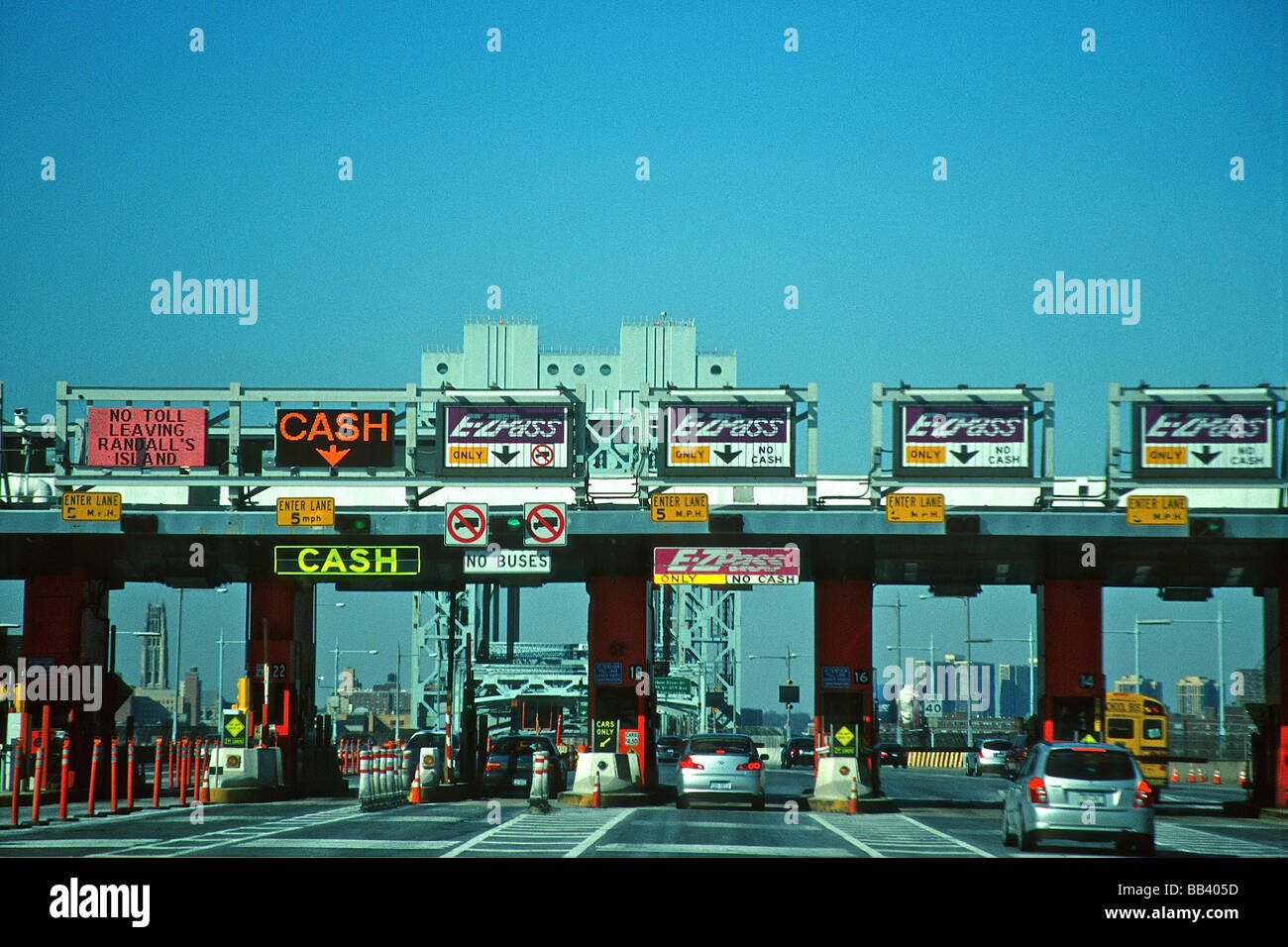 North America, USA, New York, New York City. Toll booths near New York ...