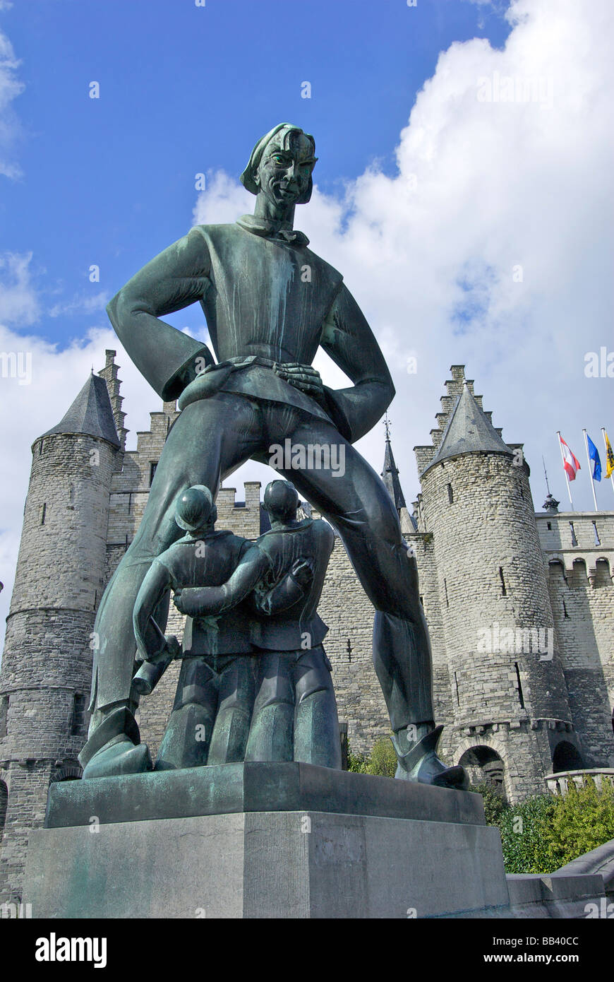Europe, Belgium, Flanders, Antwerp Province, Antwerp, statue of Lange ...