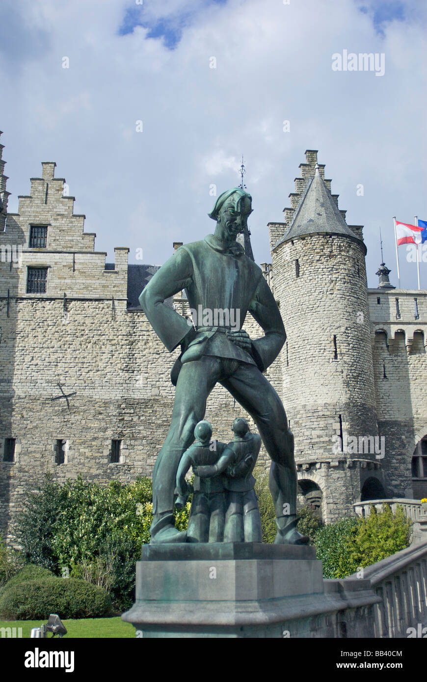 Europe, Belgium, Flanders, Antwerp Province, Antwerp, statue of Lange ...