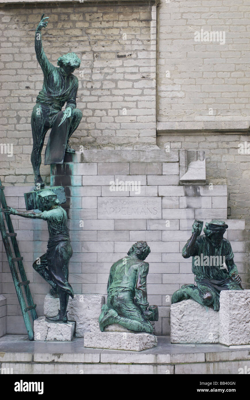 Europe, Belgium, Flanders, Antwerp Province, Antwerp, statues outside ...
