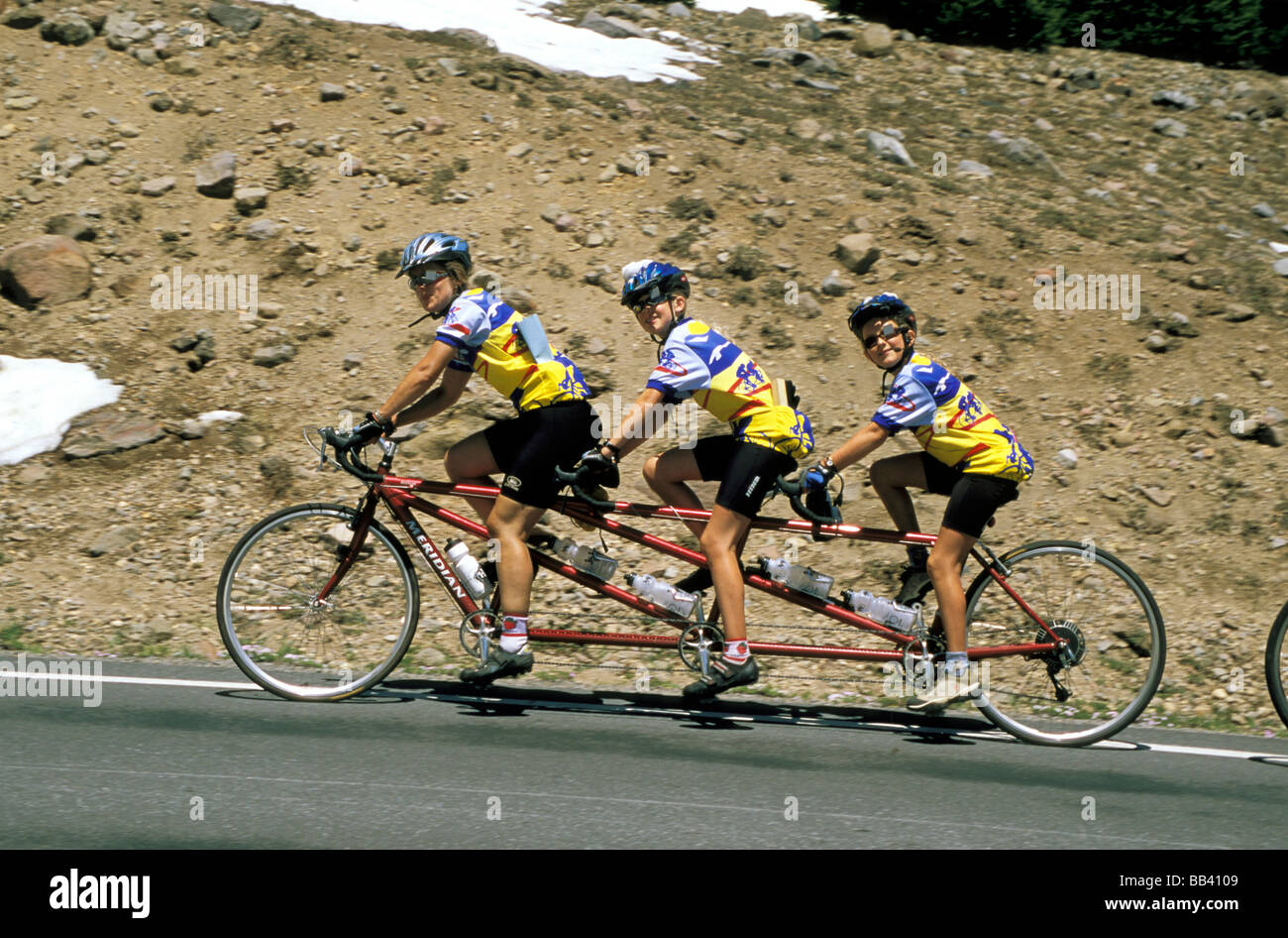 North America, USA, Oregon, Crater Lake National Park. Family on multi ...