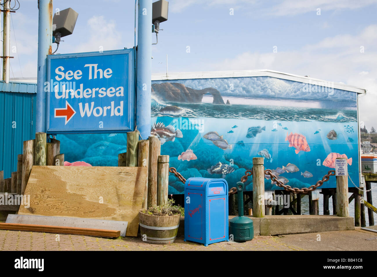 OR, Oregon Coast, Newport, historic Bayfront area, Undersea World sign ...