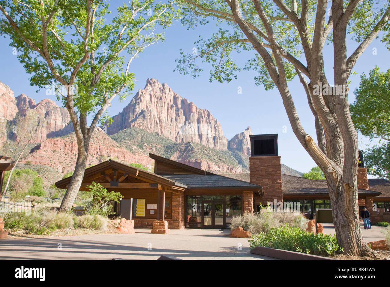 UT, Zion National Park, Zion Canyon Visitor Center, the Watchman in the ...
