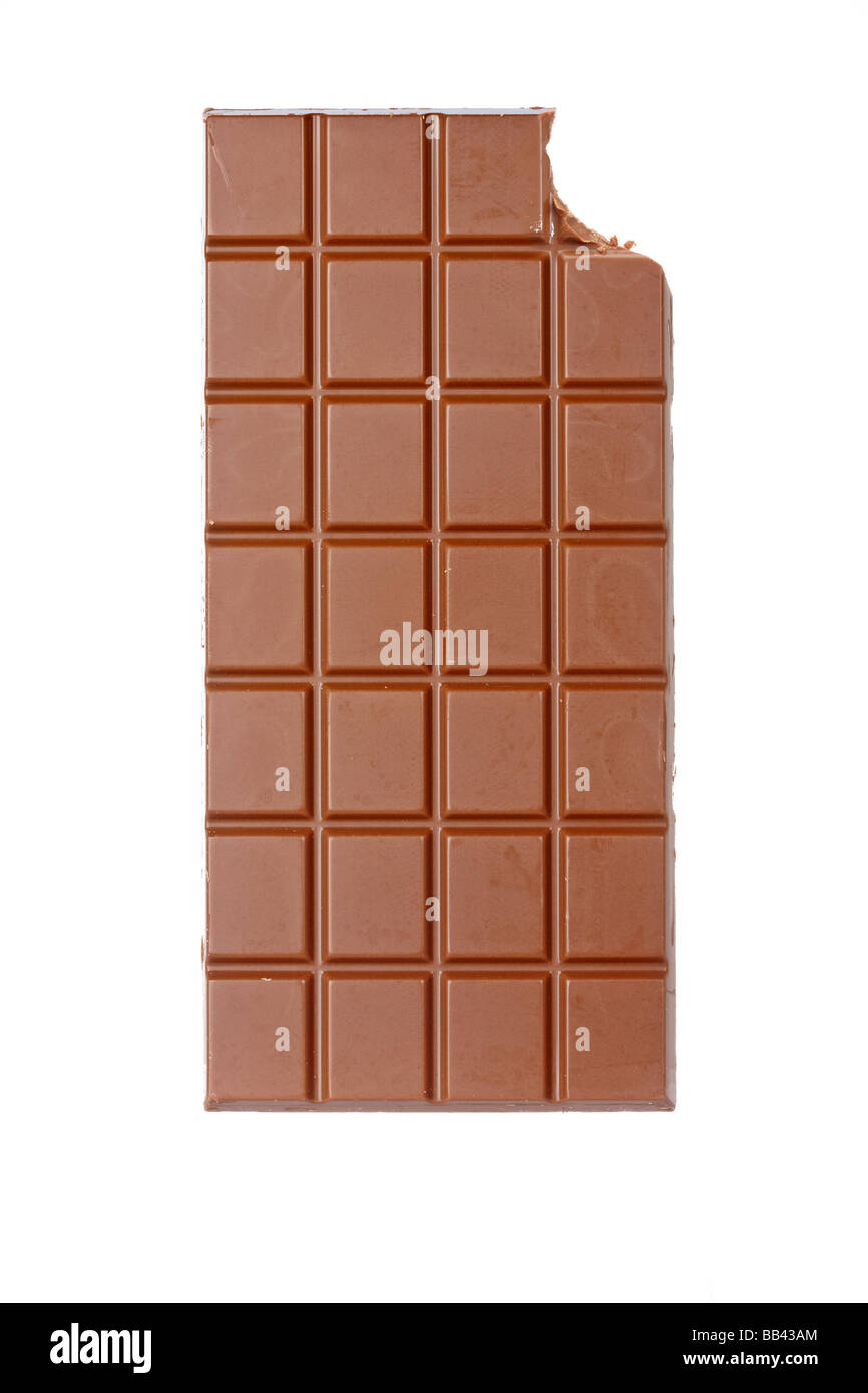 Bitten chocolate bar isolated on white background Shallow depth of ...