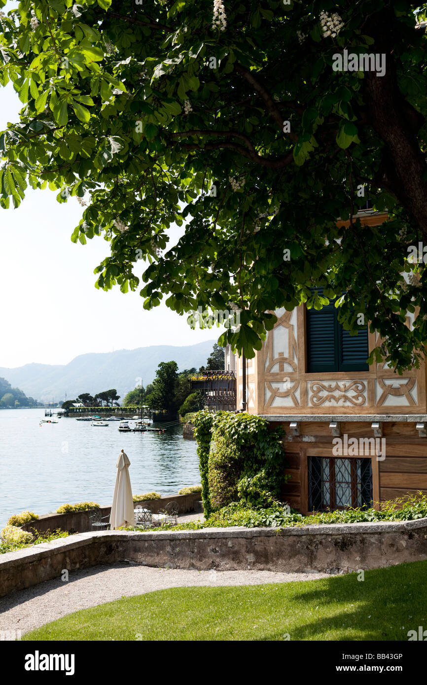 Lake Como coastal view from the gardens of Villa d'Este luxury hotel in ...