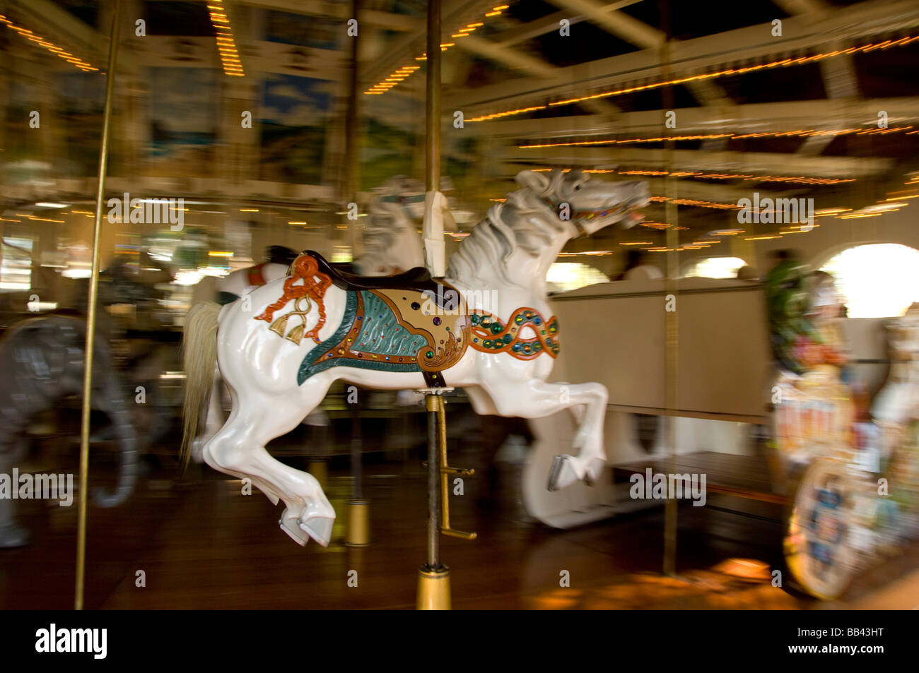 California, San Diego. Seaport Village, vintage historic carousel Stock ...
