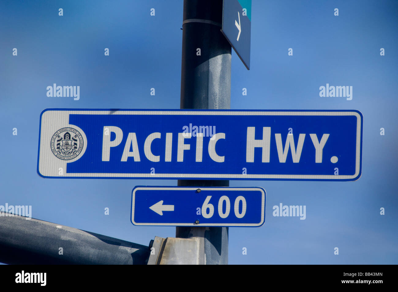 California, San Diego. Pacific Highway sign Stock Photo - Alamy