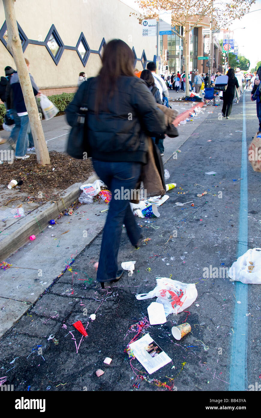 California, Pasadena. 2009 Tournament of Roses, Rose Parade. Aftermath ...