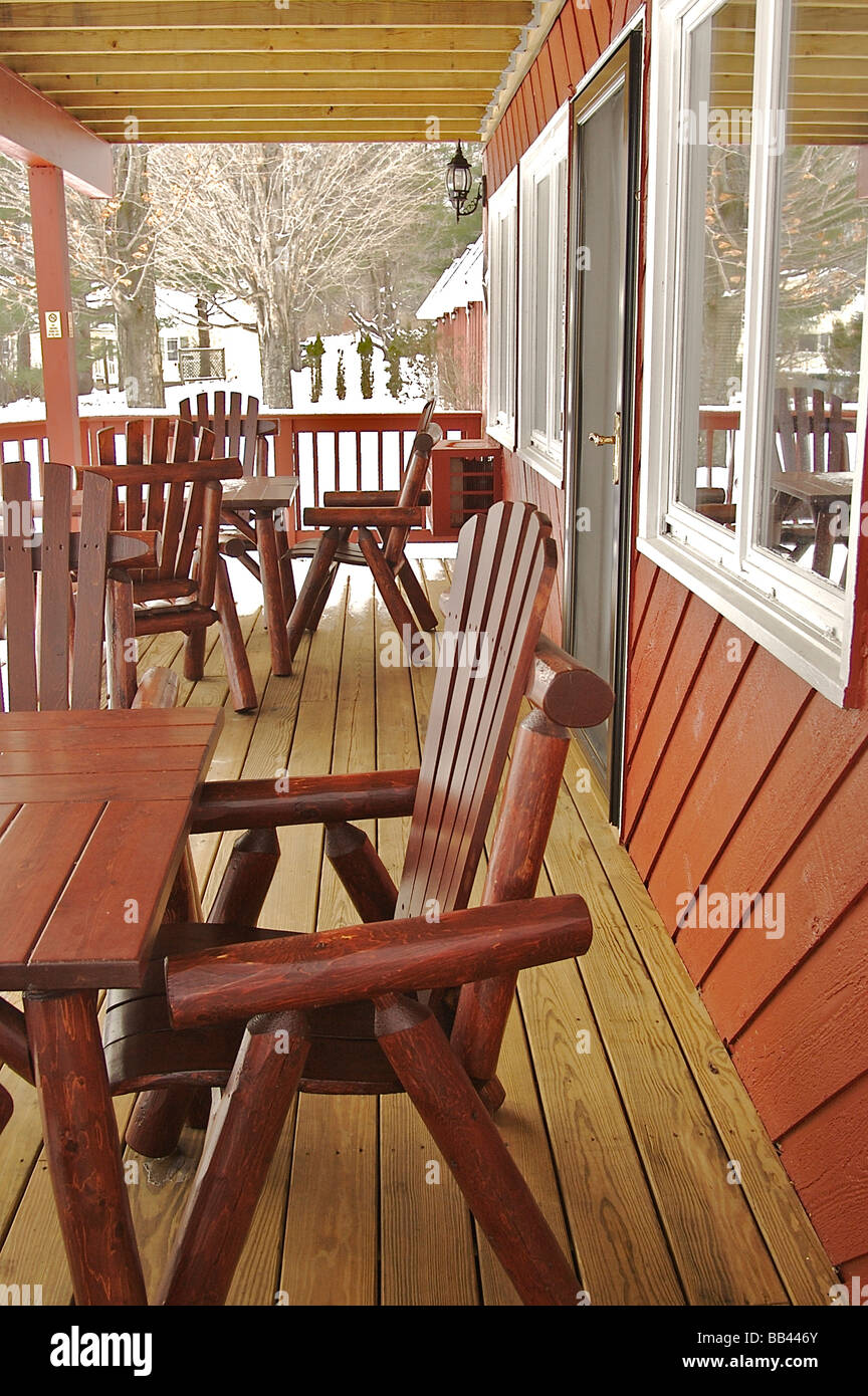 North America, USA, Vermont, Manchester. The porch at the North Shire ...