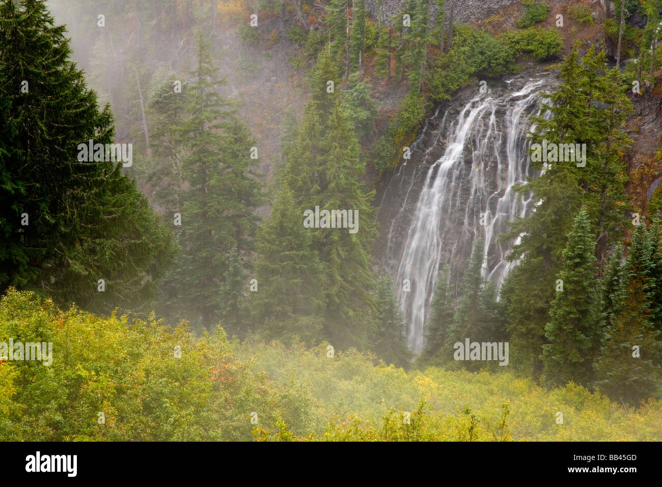 USA, Washington, Mount Rainier National Park. View of Narada Falls ...