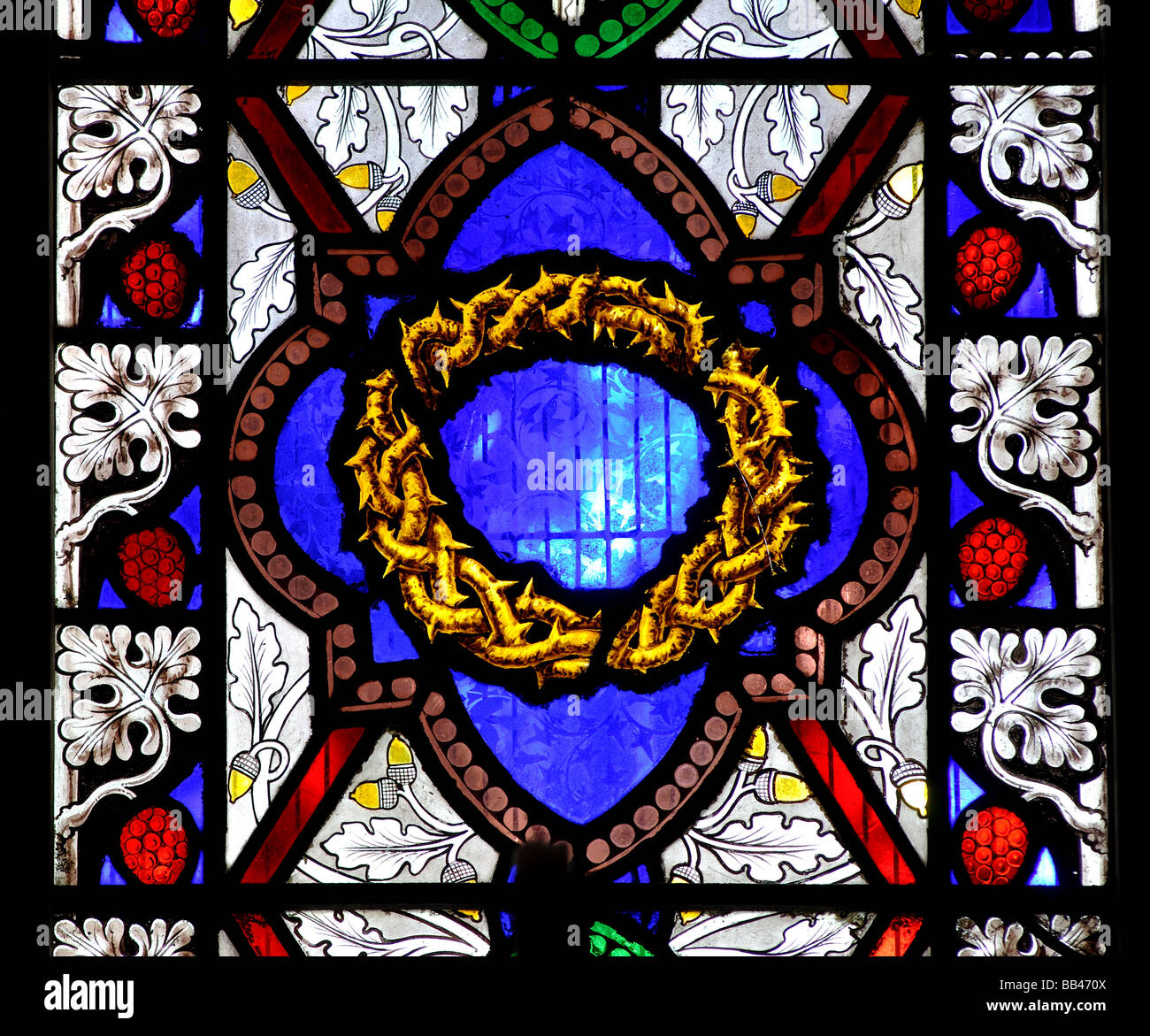 Crown of thorns stained glass, St.Peter`s Church, Stretton-on-Fosse ...