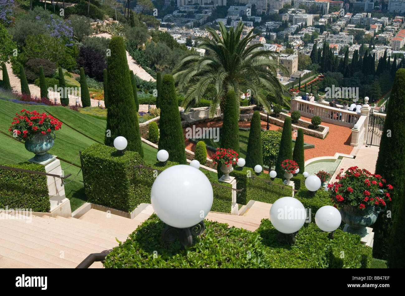 Bahai temlpe, terrace, Haifa,Mediterranean Sea,Israel Stock Photo - Alamy
